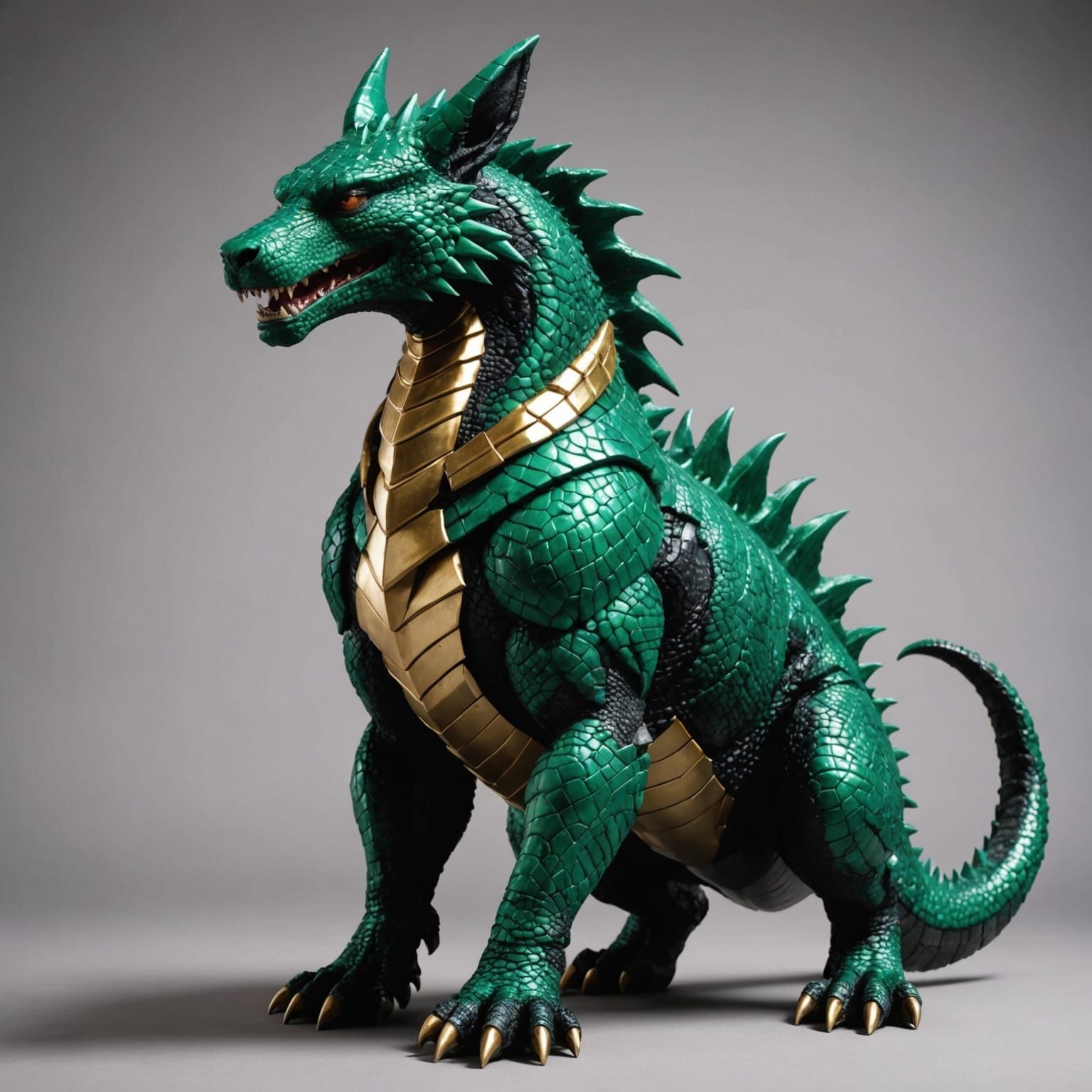 Emerald Anubis Godzilla Dragon Hybrid - AI Art