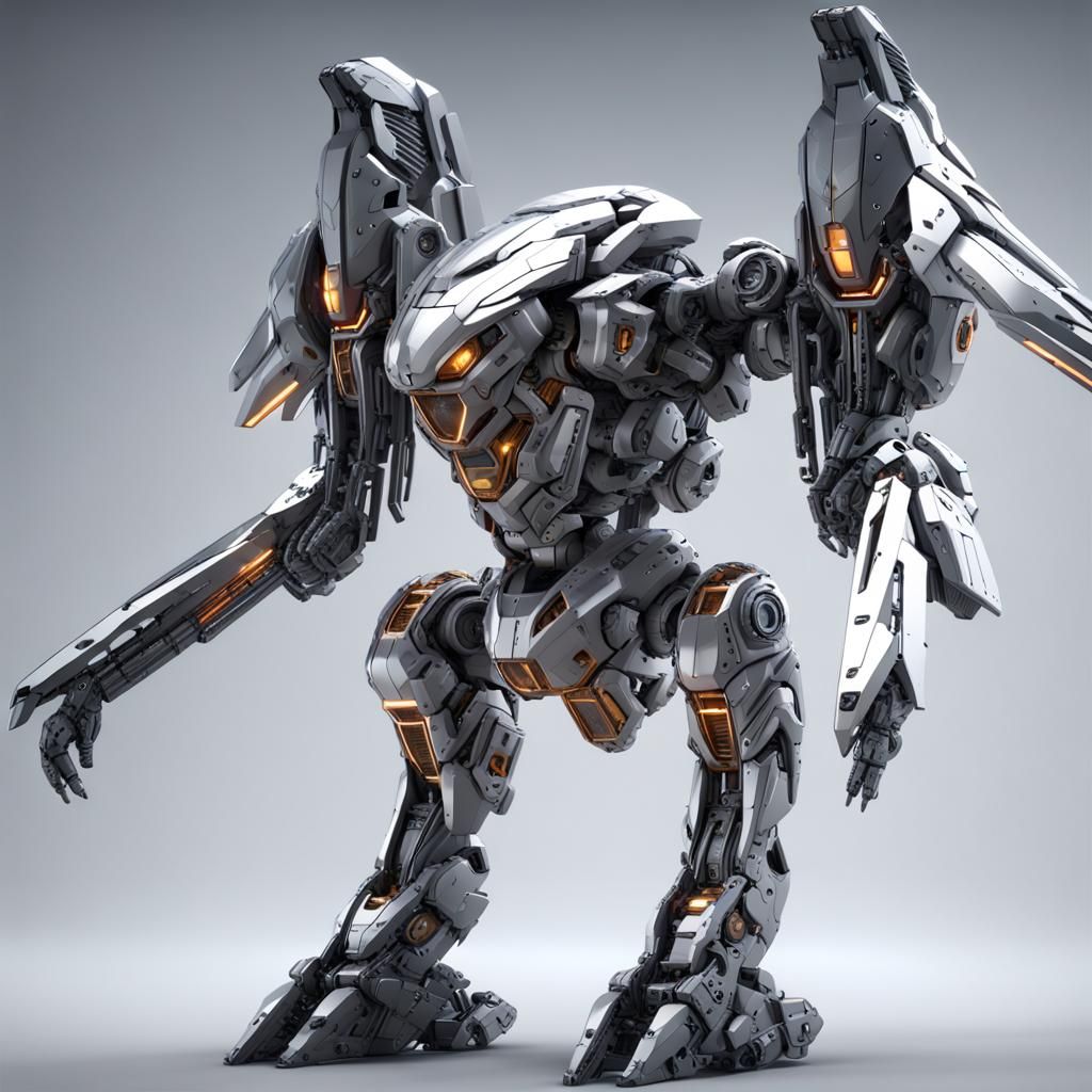 Eagle flying mech suit intricate mech details, ground level shot, 8K ...