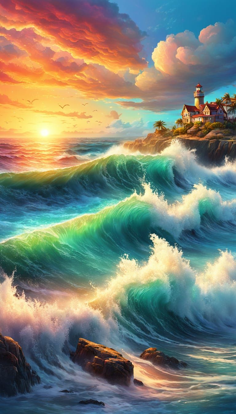 Prismatic Brilliance Ocean Landscape by Nathan Head