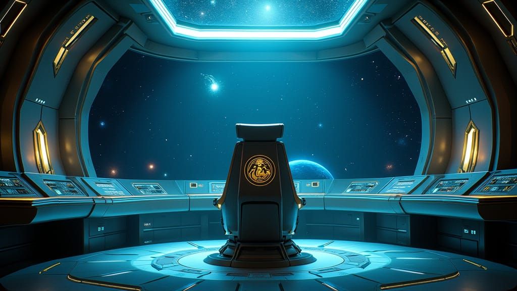 Egyptian Space Empire's Futuristic Command Bridge - AI Art