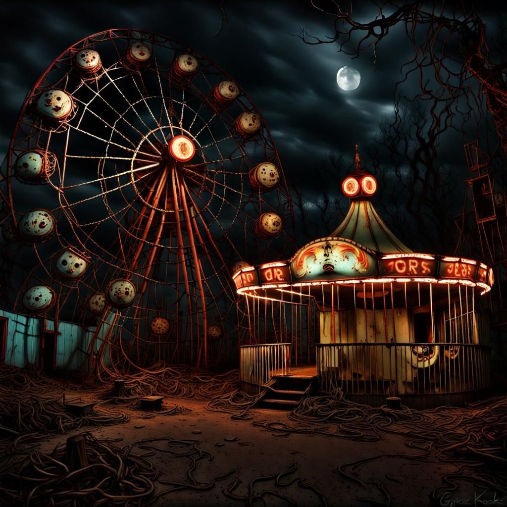 Haunted abandoned amusement park - AI Generated Artwork - NightCafe Creator