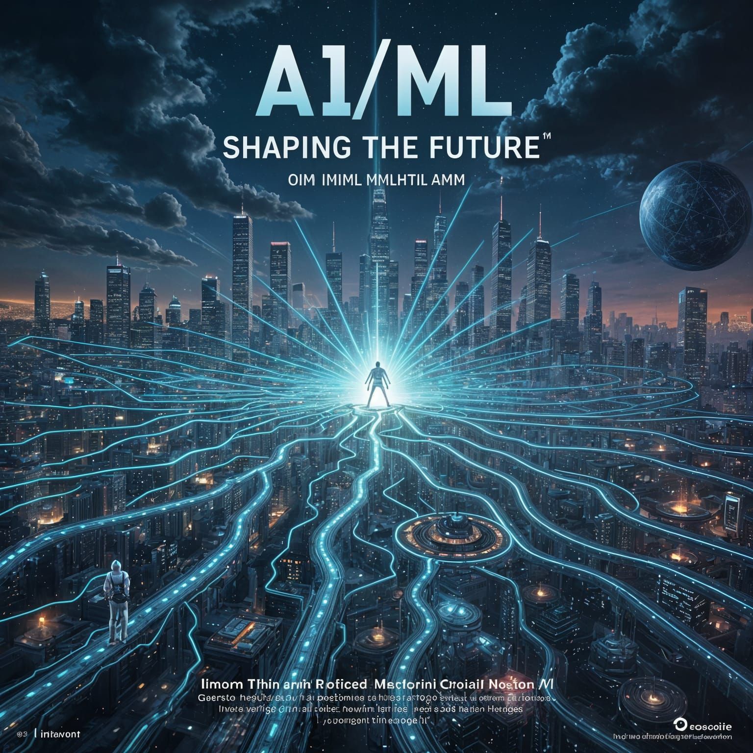 Futuristic AI/ML Conference Poster in Bold, Modern... - AI Art
