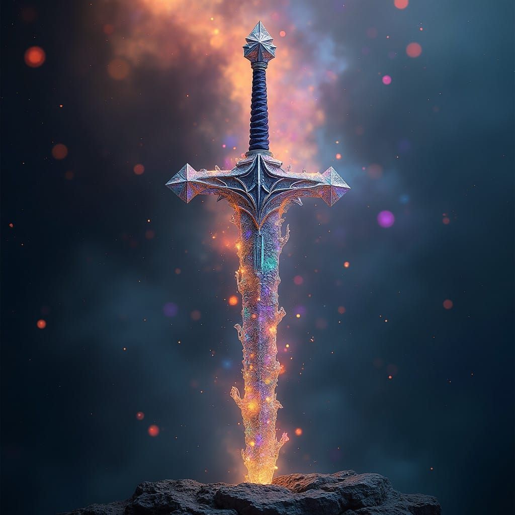 The bismuth sword - Ethereal Bismuth Sword in Cosmic Flames
