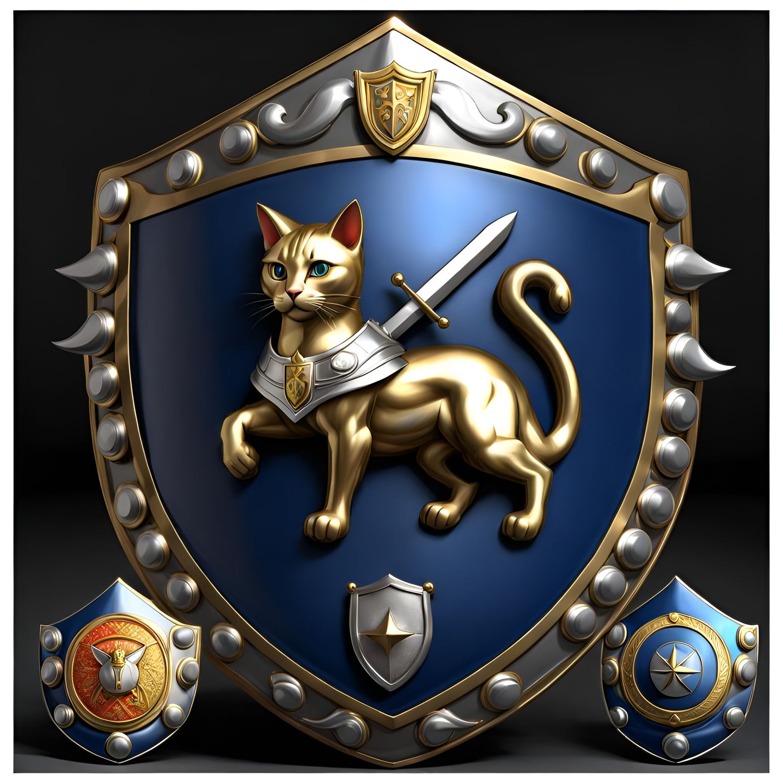 High resolution Cats knight Shield armor crest nounas in protective ...