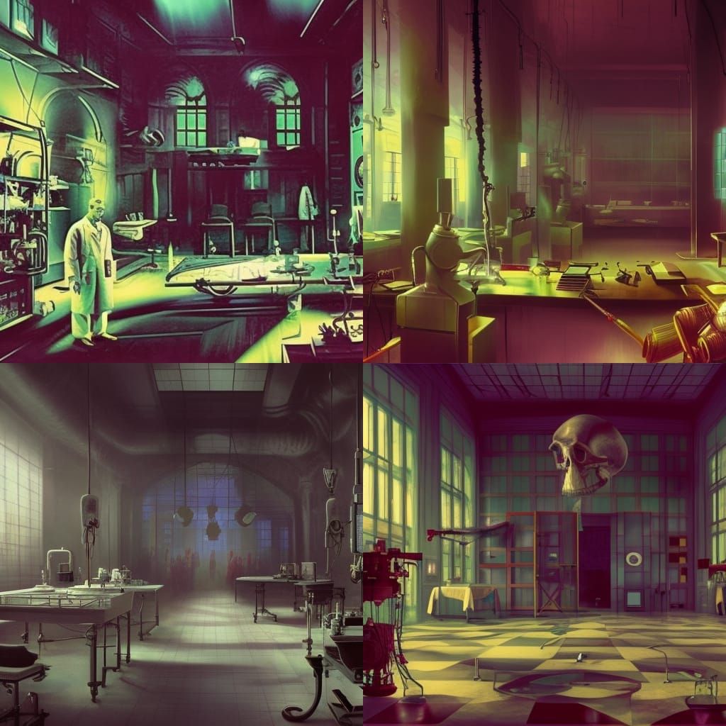 Doctor in a scary laboratory. Vivid pops of color. - AI Generated ...