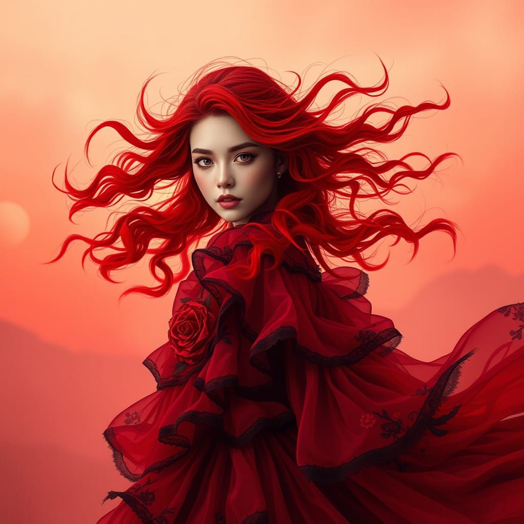 A bold lady with fiery red hair - A bold lady with fiery red...