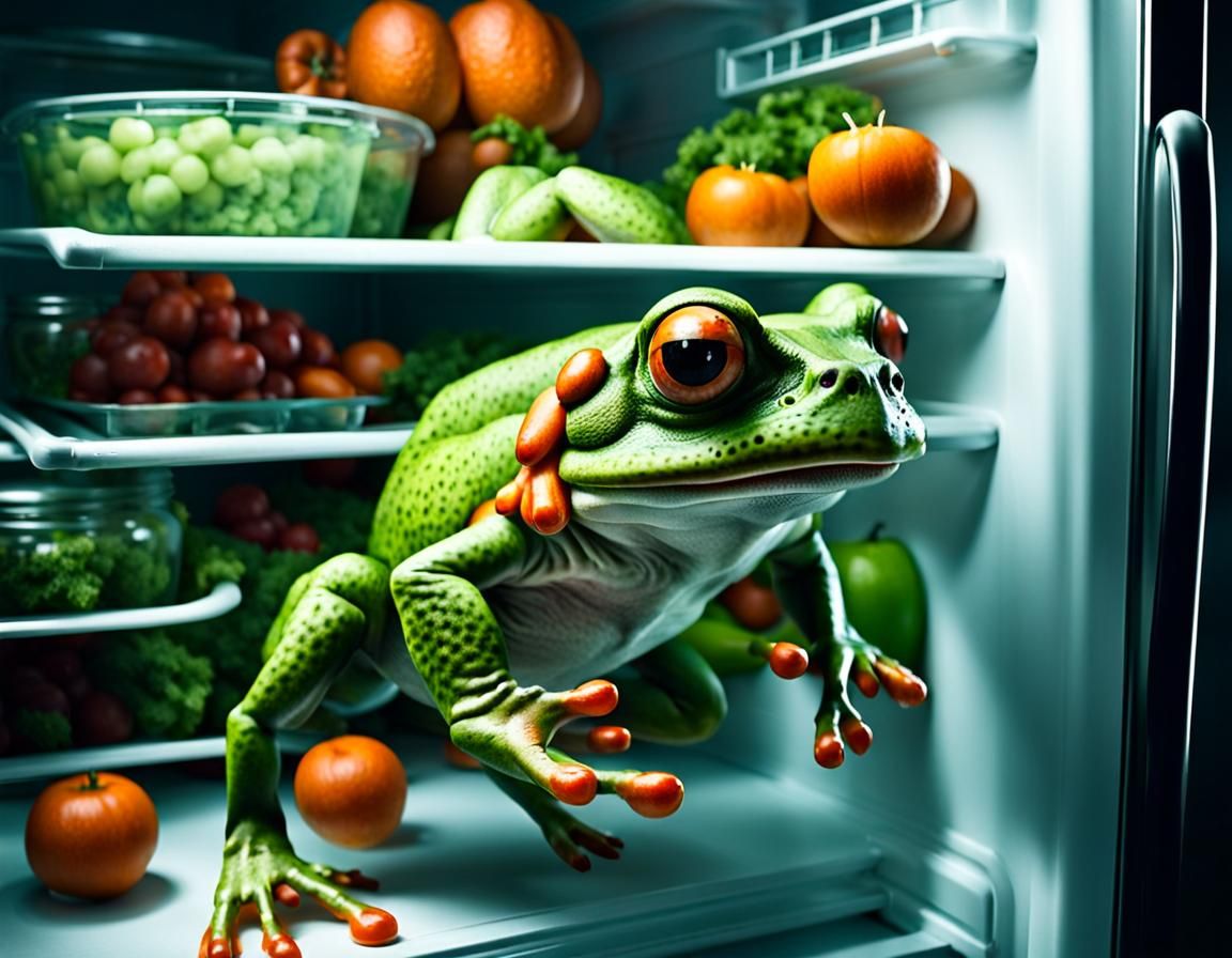 Creepy, scary and horrifying dog mutant frog being led into the fridge ...