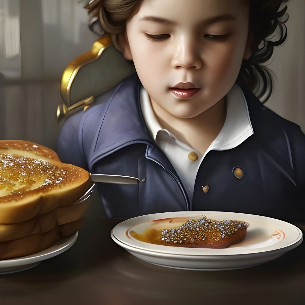 Happily waiting to start his breakfast - AI Generated Artwork ...