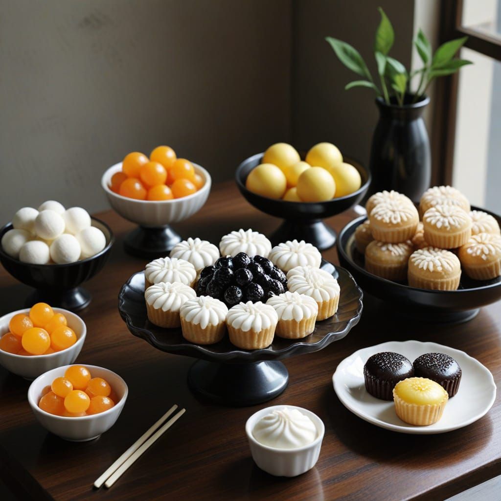 Western-Inspired Korean Pastries in Monochrome, Mo... - AI Art