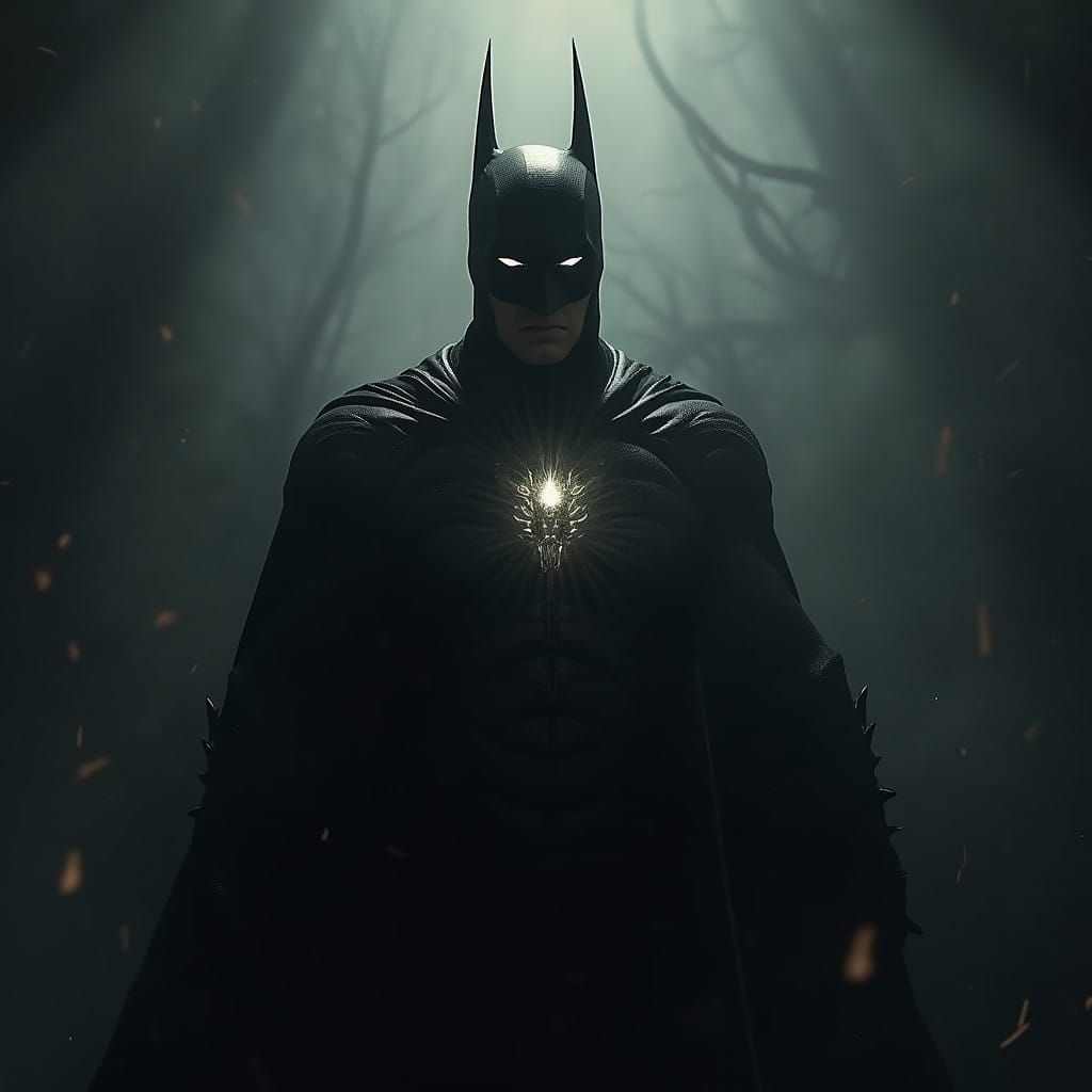 Biomechanical Batman Silhouette in Dark, Misty Env... - AI Art