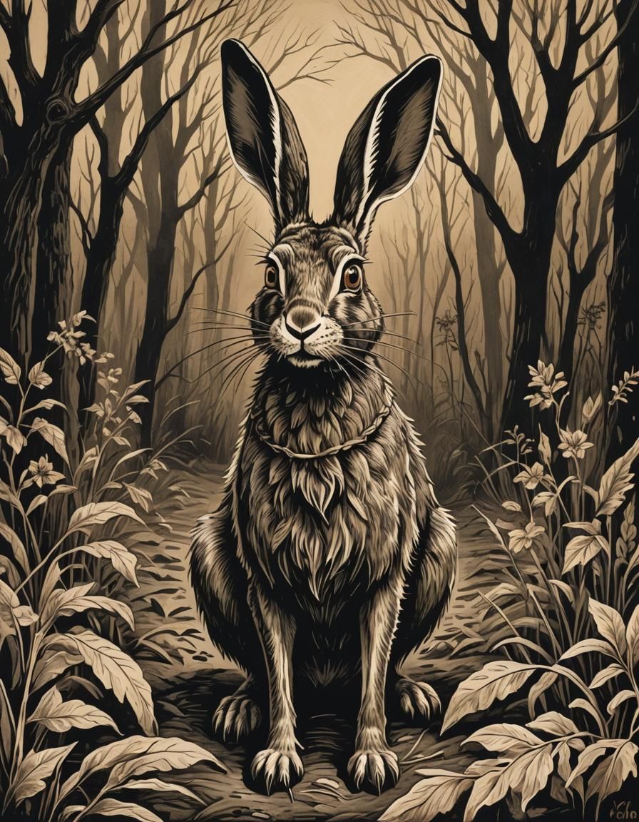 black and white sepia folk art woodcut horror puritan new-england ...