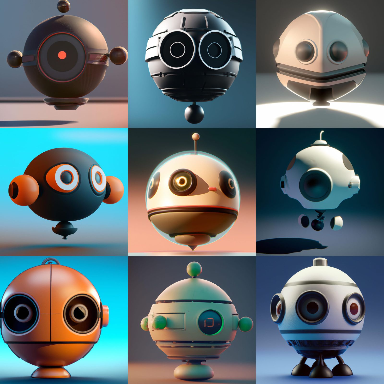 Spherical floating robot 3D NFT profile picture trending on Artstation ...