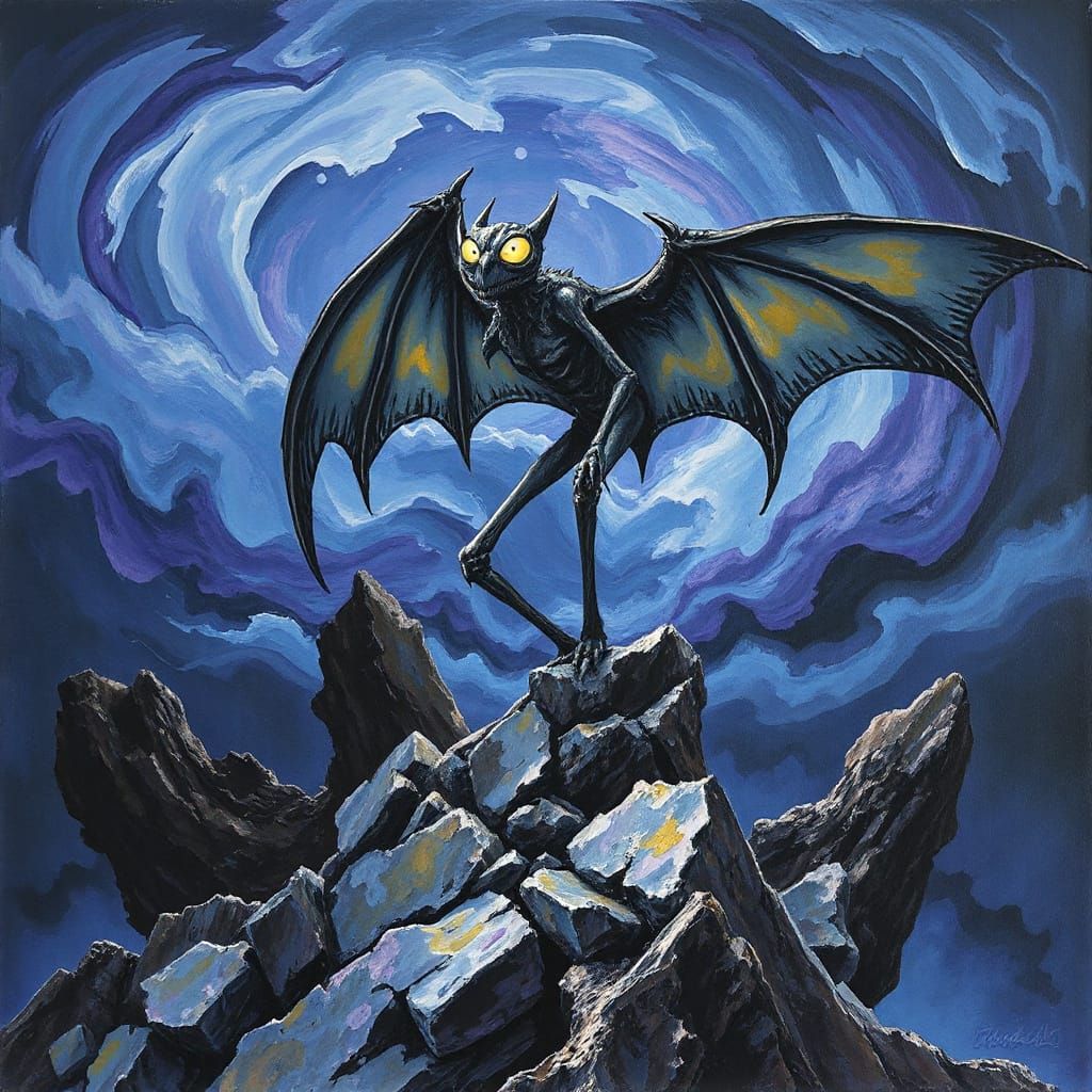 Mystical Mothman Ascends Amidst Midnight Dreamscap... - AI Art