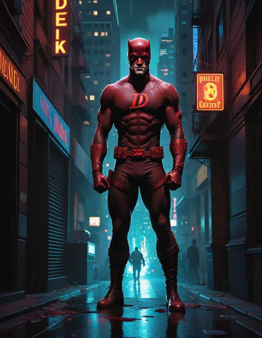 Daredevil Born Again - Comic Book Daredevil in Epic Cityscap...
