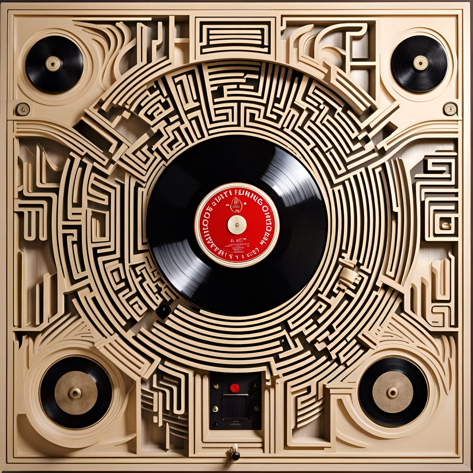 [Labyrinth on the top of a record player] [a Labyrinth made of sound ...
