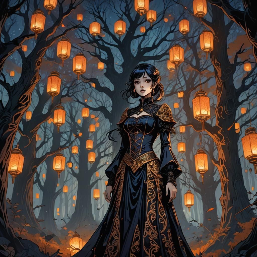 goth woman in evil anime style - AI Generated Artwork - NightCafe Creator