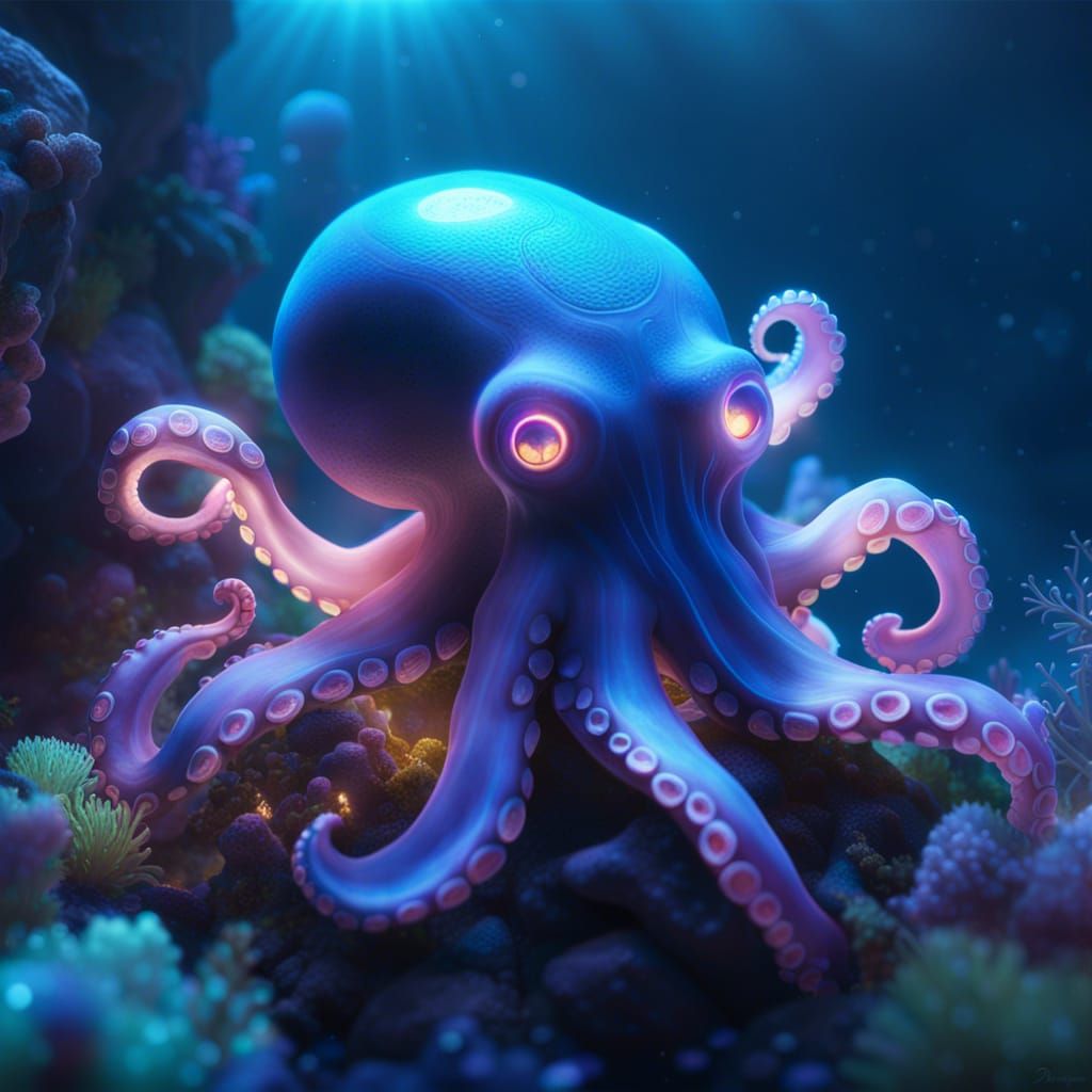 Bioluminescent Octopus Cutie - AI Generated Artwork - NightCafe Creator