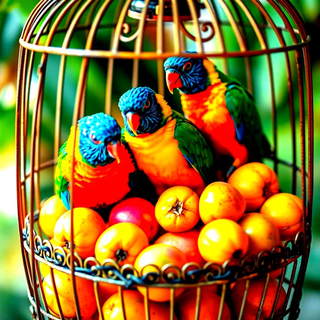 Surreal Mango Parrot Birds as a Pile of Fruit - AI Art