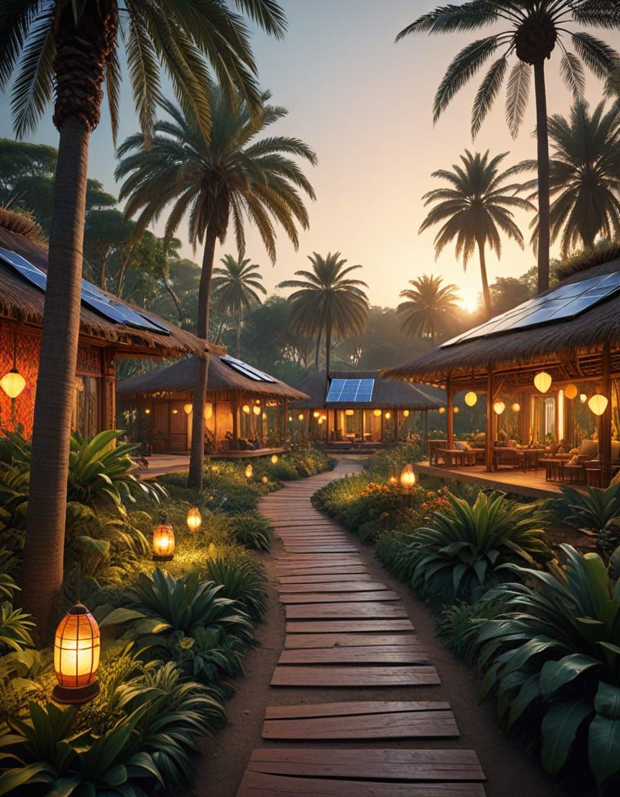 Vibrant Solarpunk Oasis in the Sahara Desert - AI Art