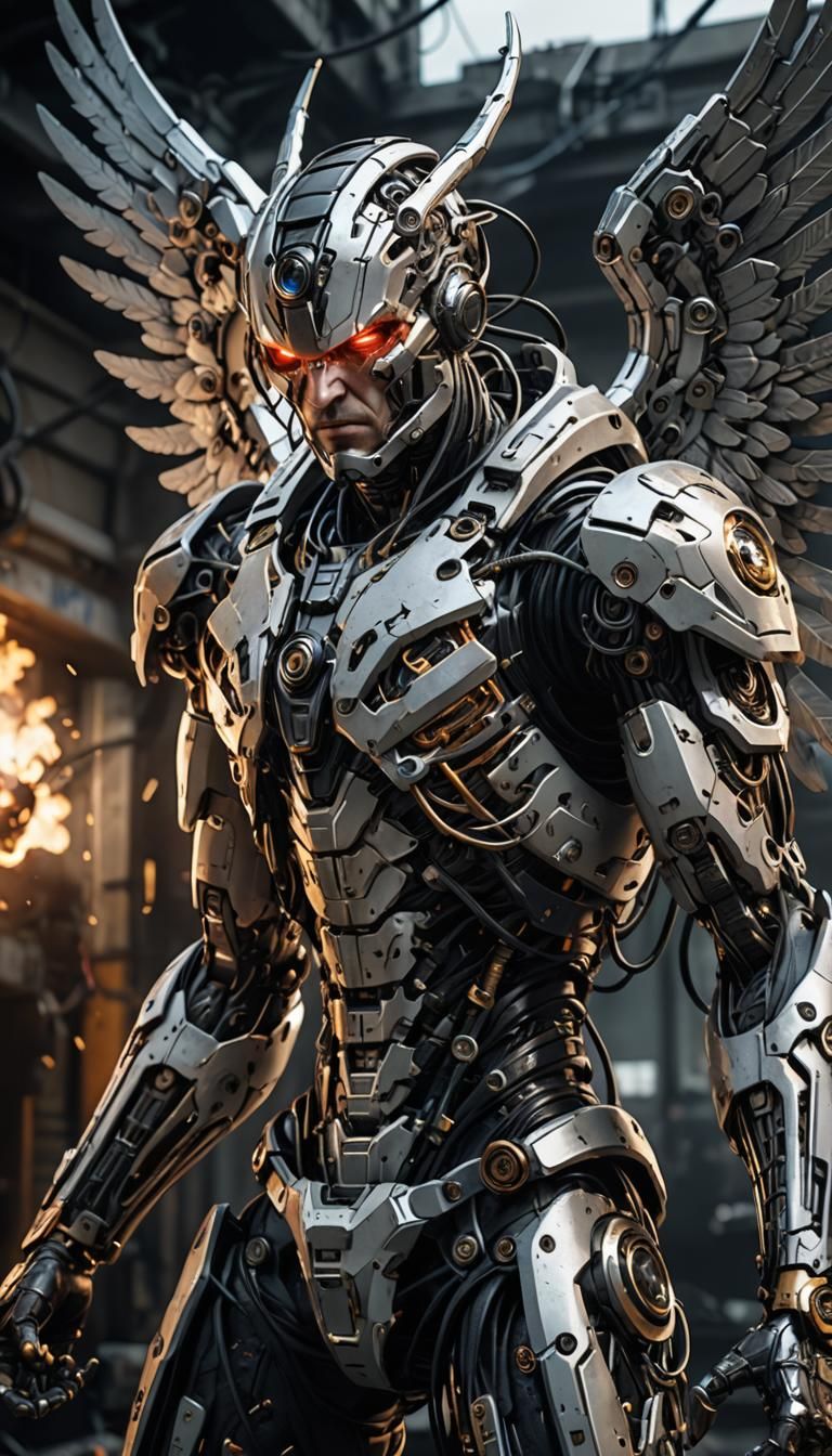 Mech Warrior waging a battle against evil in the not too distant future ...