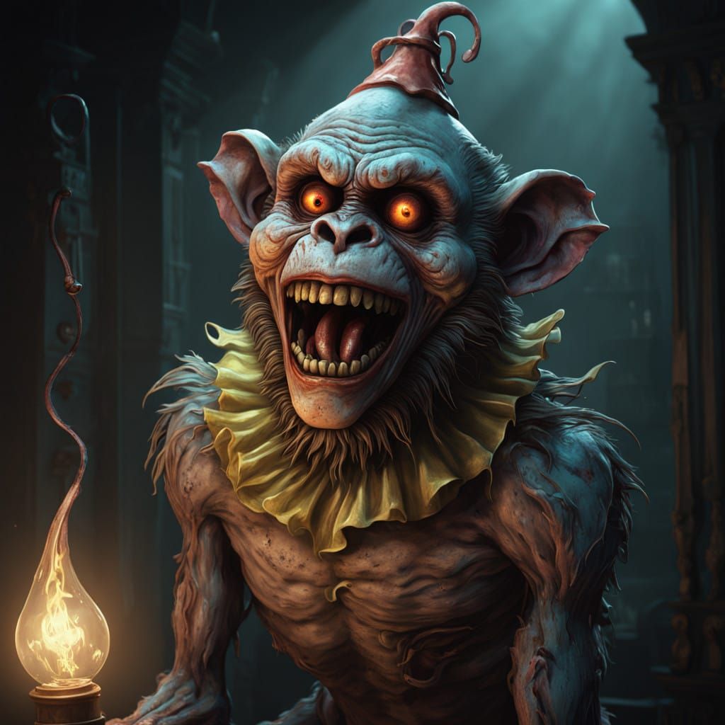Zombie Monkey Monster Clown - Grotesque Undead Monkey-Clown ...