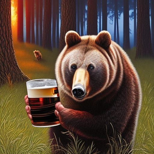 Bear having a beer by Per. - AI Generated Artwork - NightCafe Creator