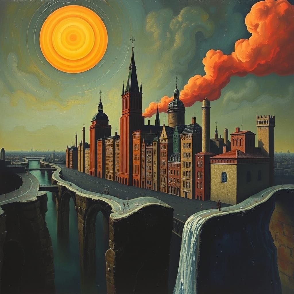 Surreal Cityscape in Dark Manipulative Style - AI Art