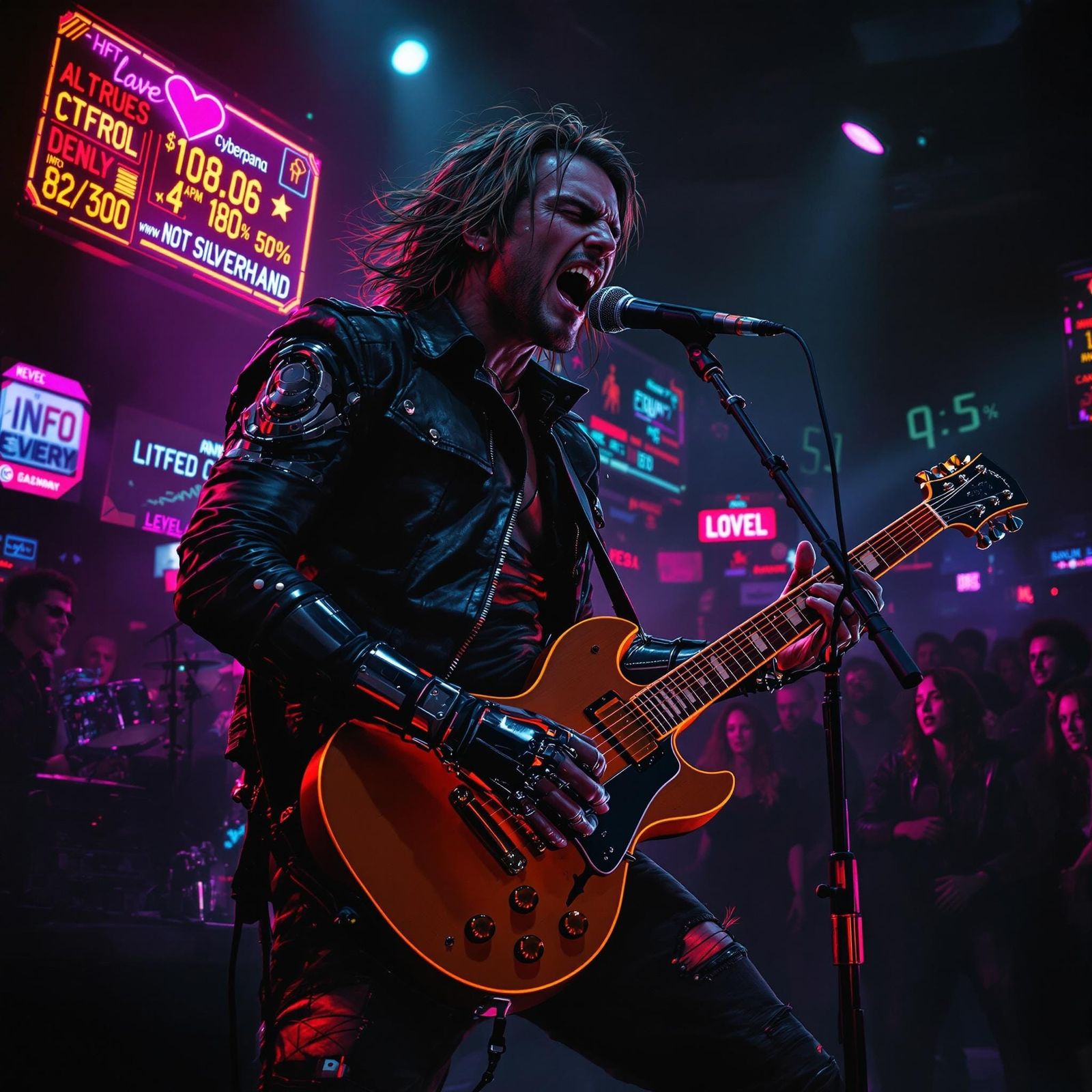 Johny Silverhand singing as well as playing the guitar in a Cyberpunk ...