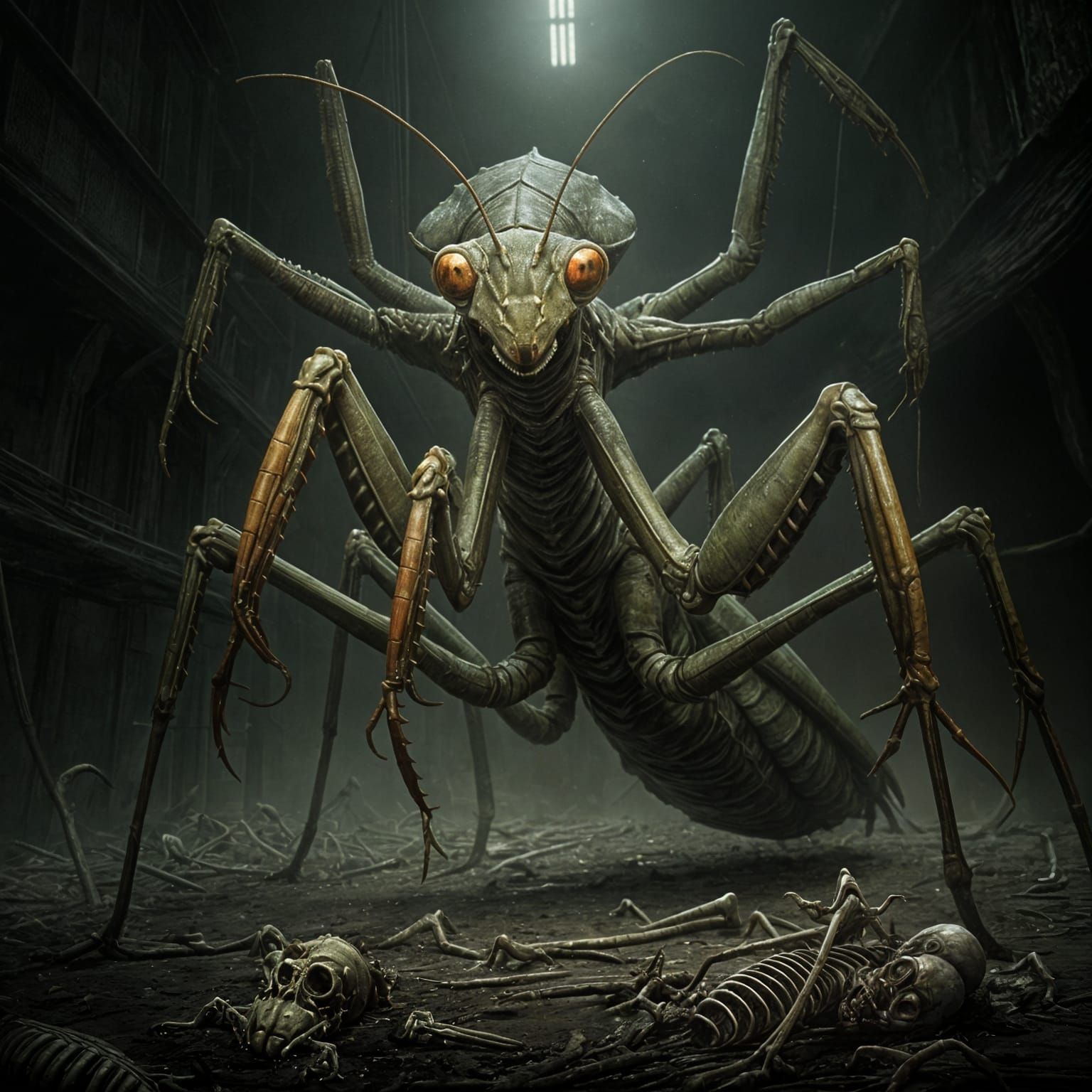 The Giant spider mantis. - Monstrous Praying Mantis Creature...