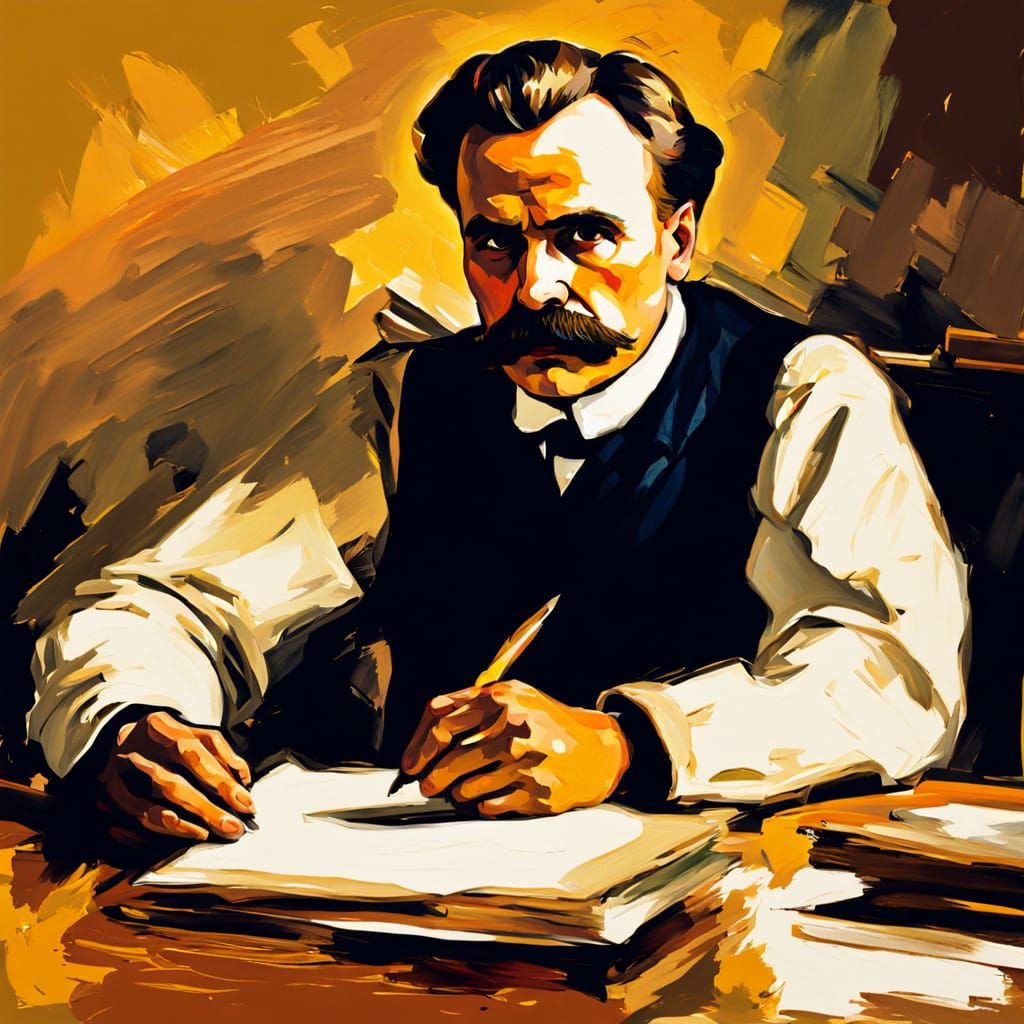 Friedrich Nietzsche in color - Expressionist Portrait of a P...
