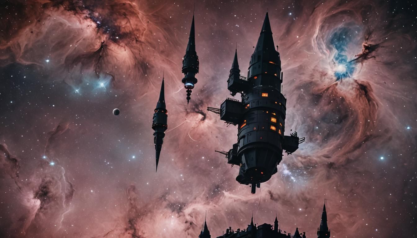 Detachable space castle towers at lift-off - AI Generated Artwork ...