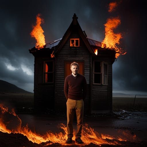 Wking up with the house on fire - AI Generated Artwork - NightCafe Creator