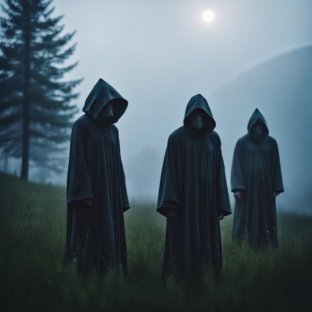 Creepy creatures in Robes on a Mountain - AI Generated Artwork ...
