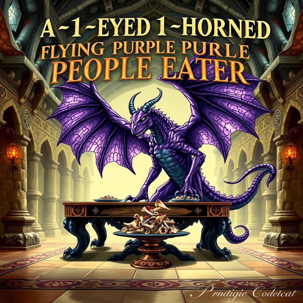 Majestic One-Eyed Purple Monster in Ancient Magic ... - AI Art
