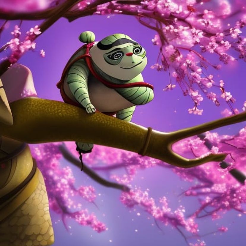 master oogway under cherry blossom tree Hyperrealistic, splash art ...