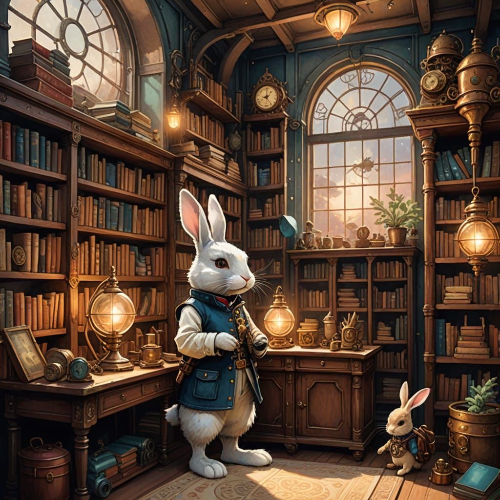 Steampunk Automaton Rabbit in Whimsical Victorian ... - AI Art