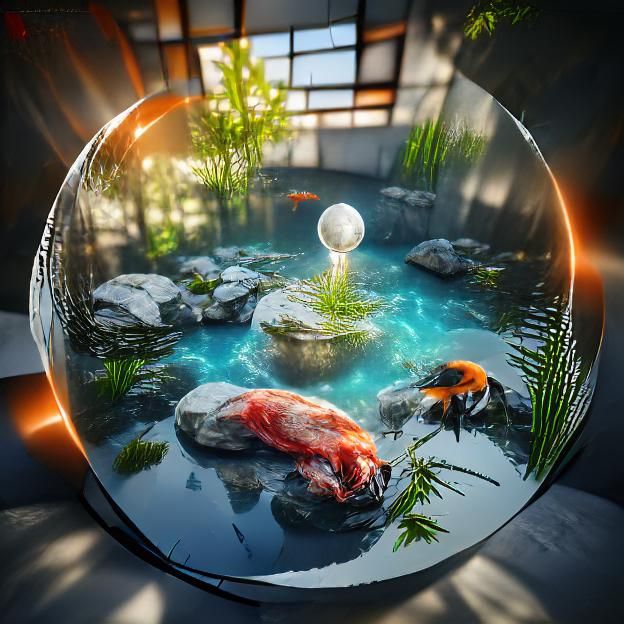 Koi Pond in a glass orb (video) - AI Generated Artwork - NightCafe Creator