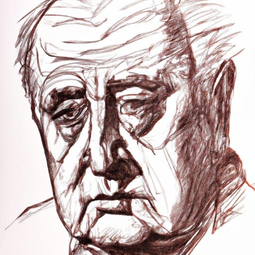 The face of an old man, pen drawing