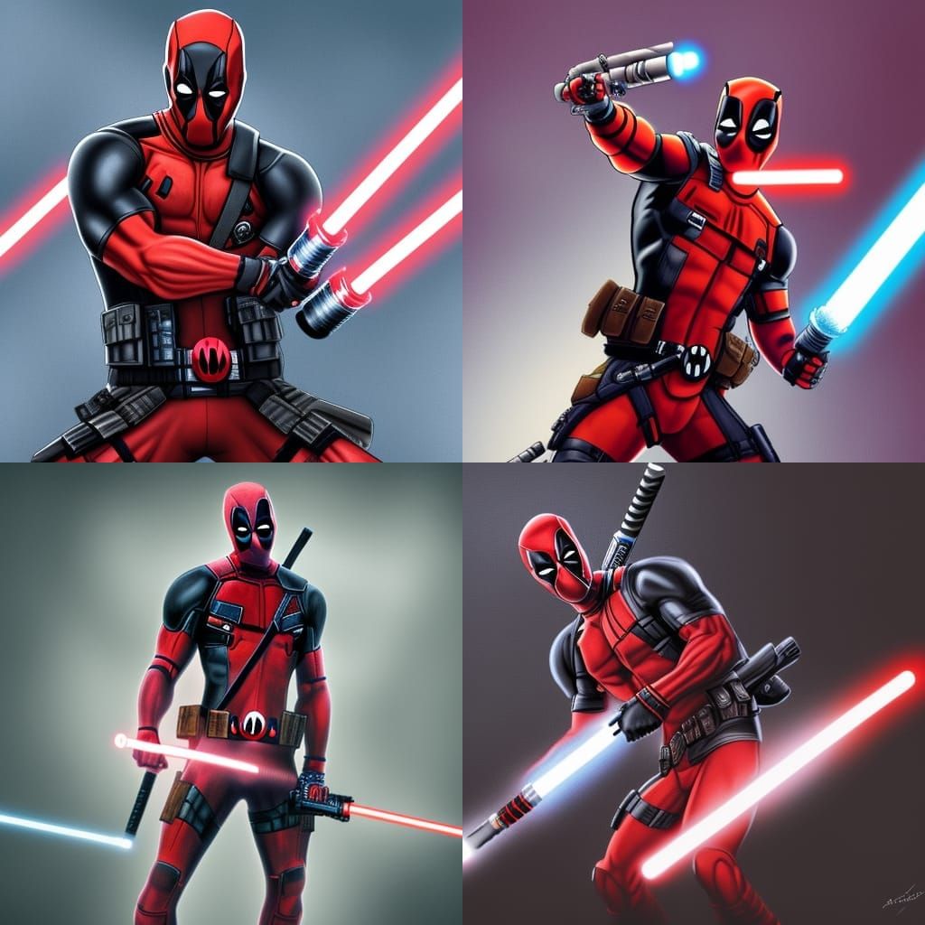 Deadpool holding a lightsaber - AI Generated Artwork - NightCafe Creator
