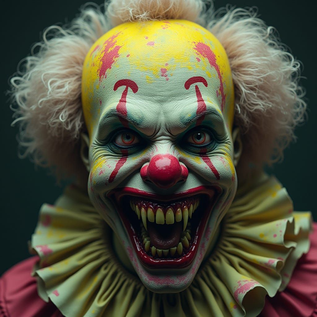 Grotesque Clown in Horror Realism Style - AI Art