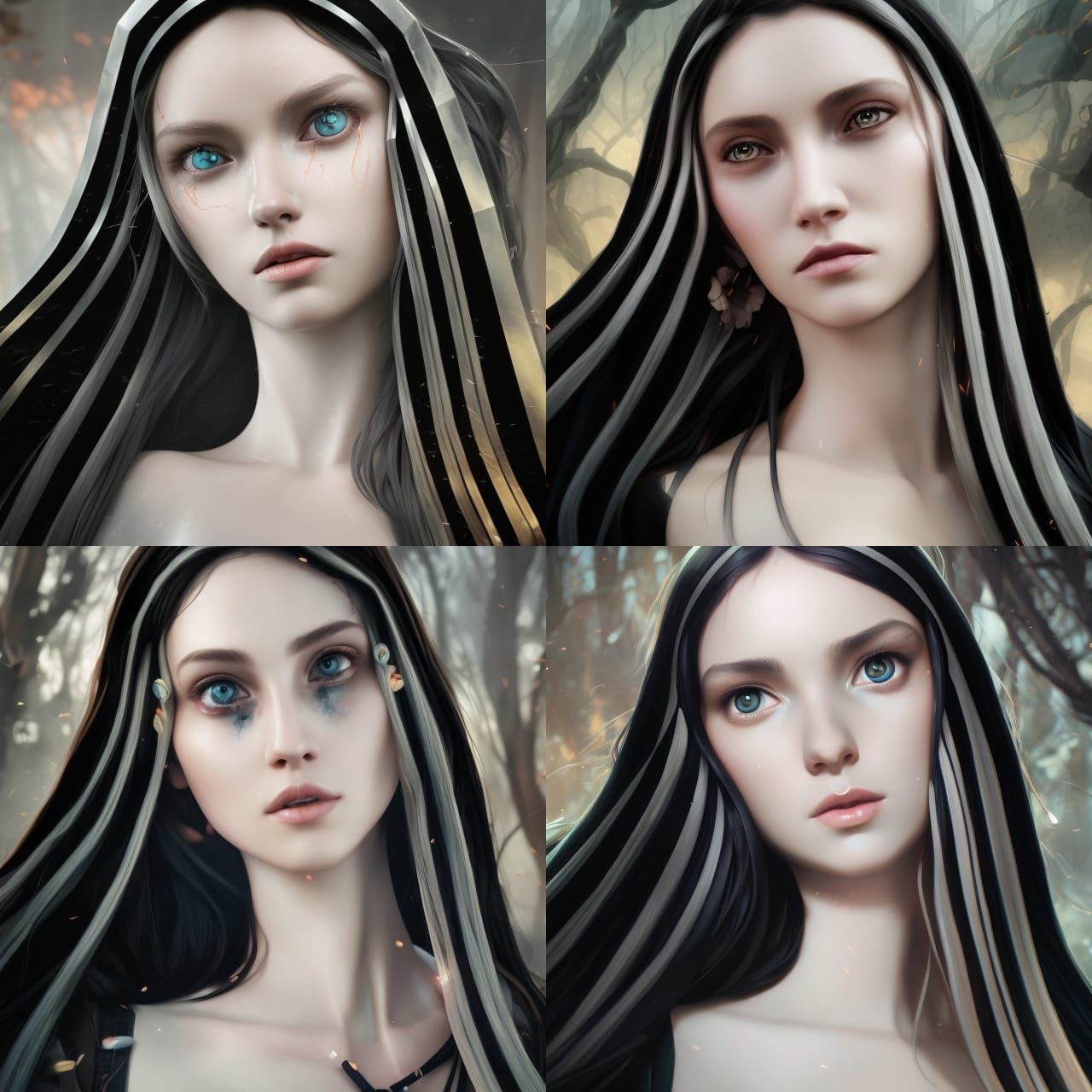 Melancholy beauty, 2d vector illustration portrait, beautiful, vibrant ...