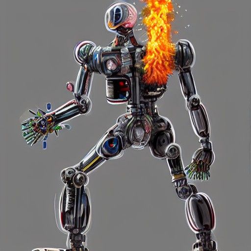 Humanoid robot with a flamethrower : r/nightcafe
