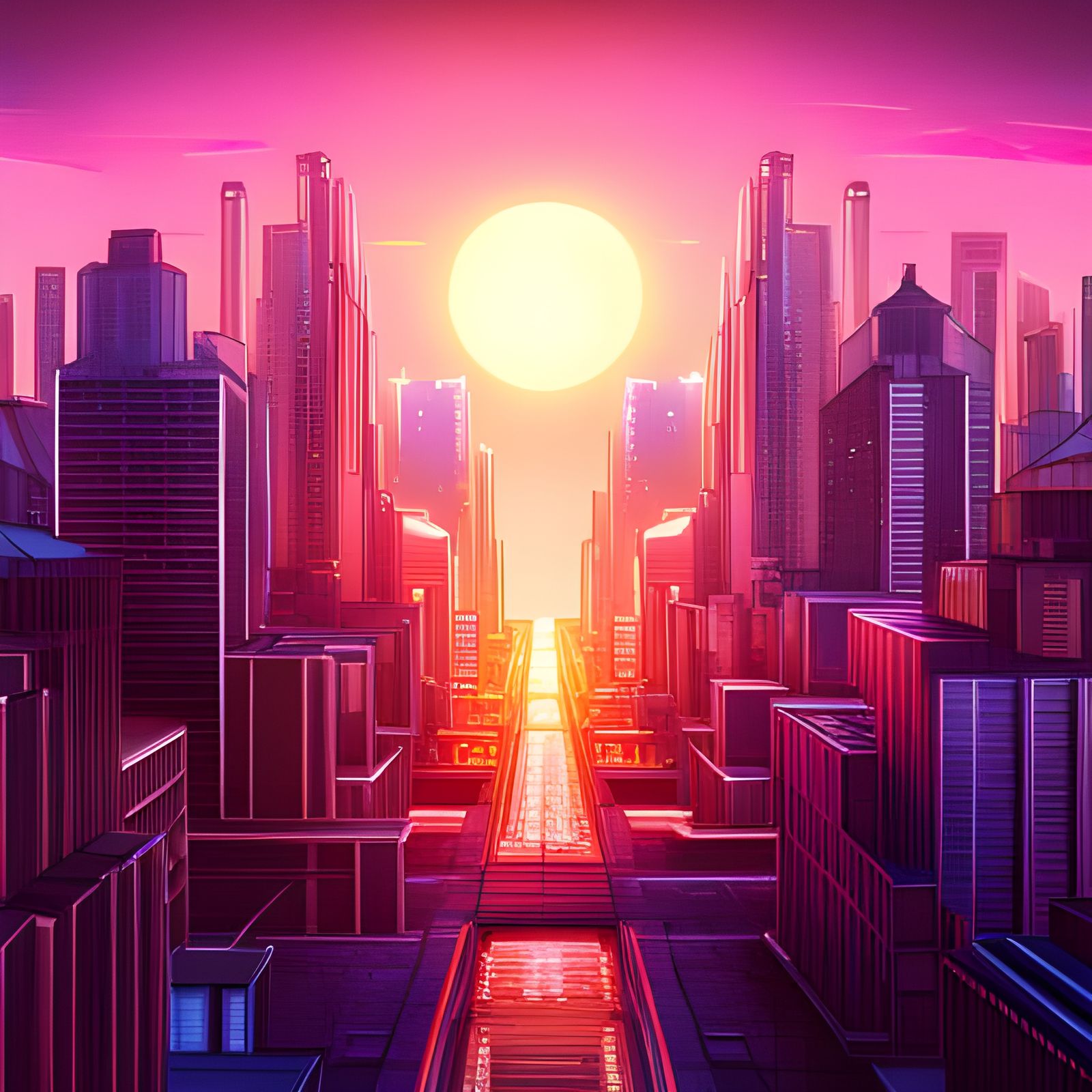 Synth Sunset - AI Generated Artwork - NightCafe Creator