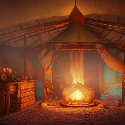 The inviting atmosphere of a Yakutian yurt, with its warm fire and ...