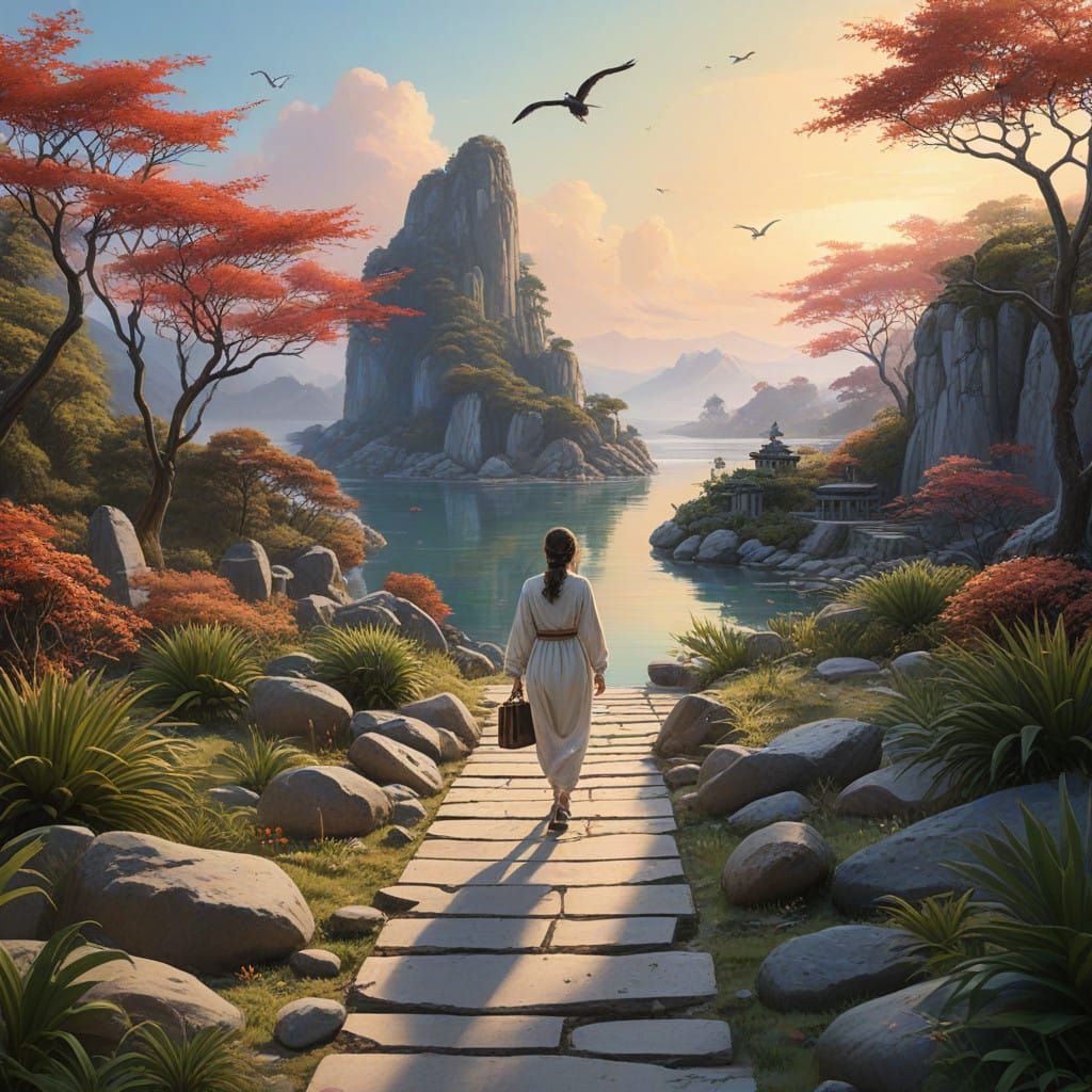 The Zen Island. - Ethereal Island Oasis in a Zen Garden Para...