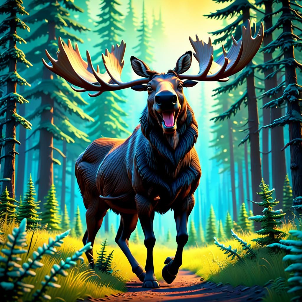 Happy moose in Alaska - AI Generated Artwork - NightCafe Creator