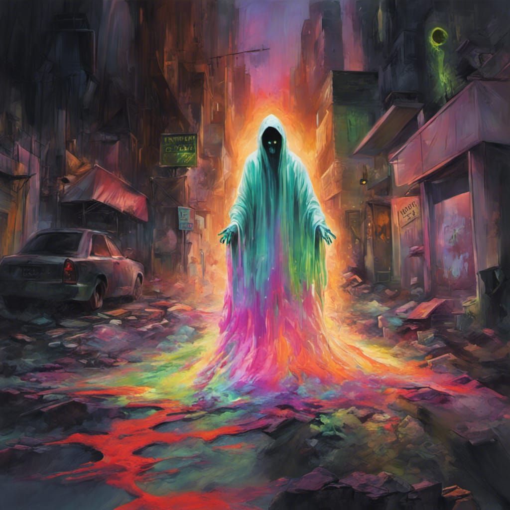 ghost, halloween, glowing eyes, greenish, invoking fear, full body ...