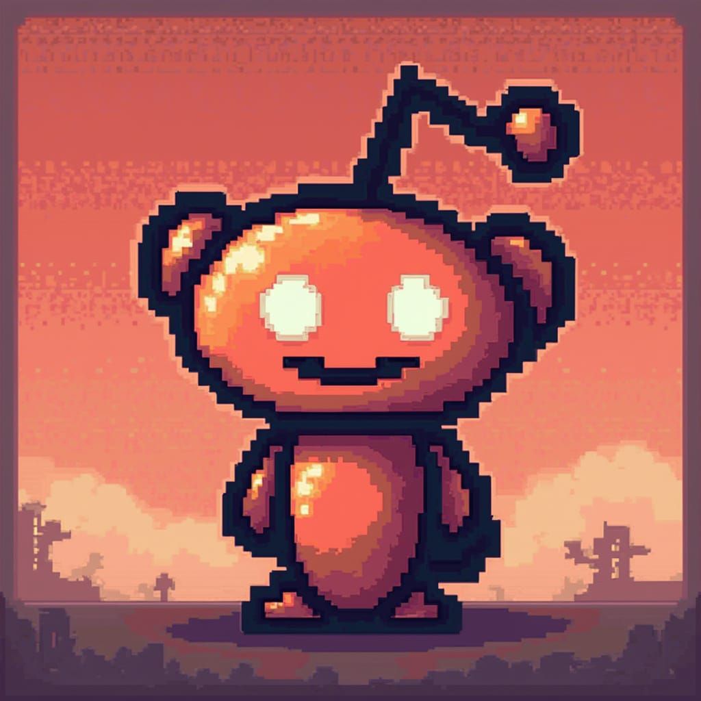 the reddit logo 2D 8 bit model - Pixel Art Reddit Logo in 8-...