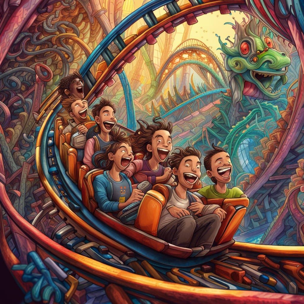 Rollercoaster Joy 😆 - AI Generated Artwork - NightCafe Creator