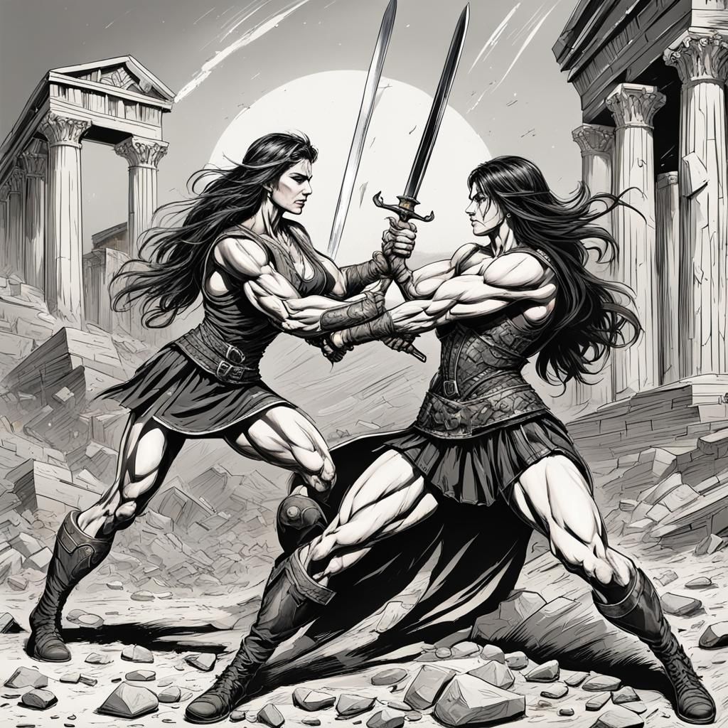 Amazon practicing art of war - AI Generated Artwork - NightCafe Creator